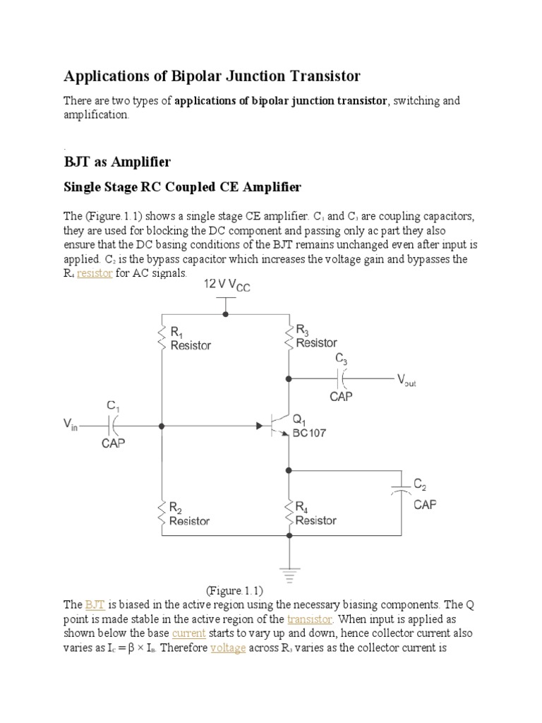 Applications of Bipolar Junction Transistor: BJT As Amplifier Single ...