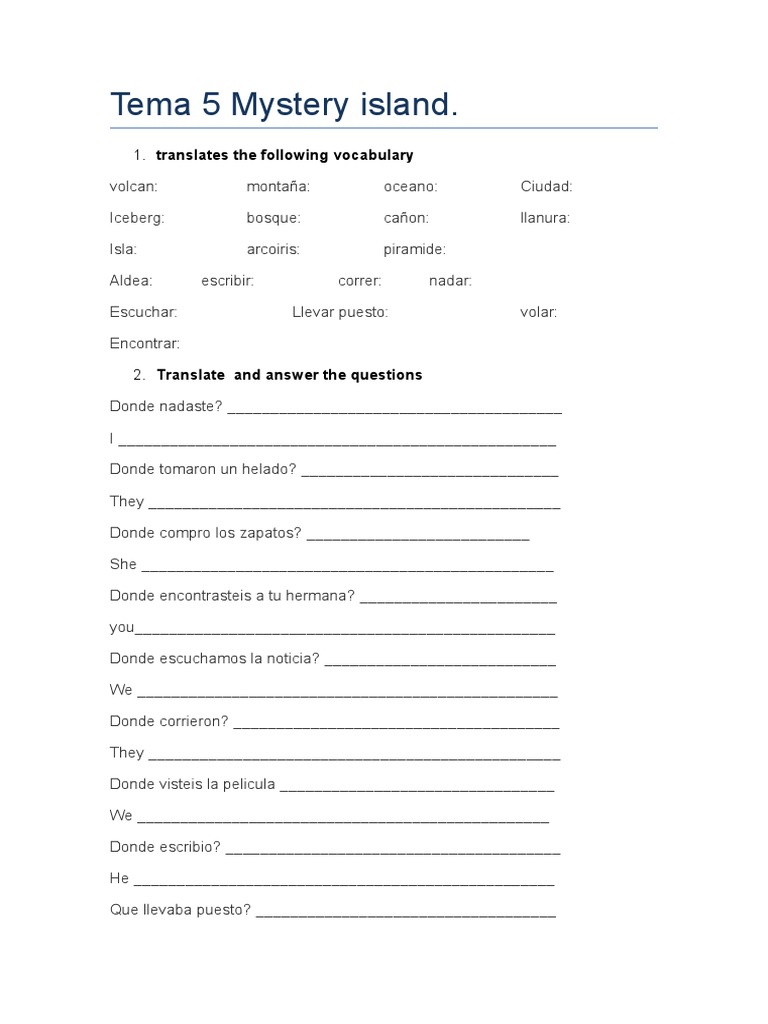 Unit 5 Mystery Island | PDF