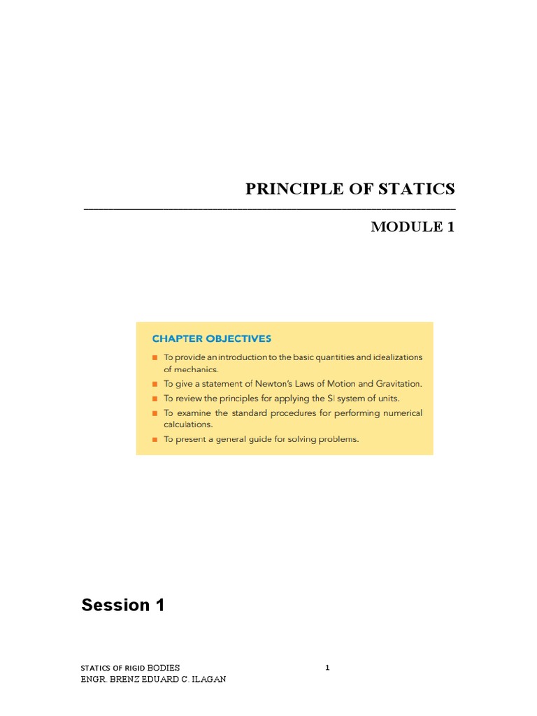 Principle of Statics: Statics of Rigid Bodies Engr. Brenz Eduard C ...
