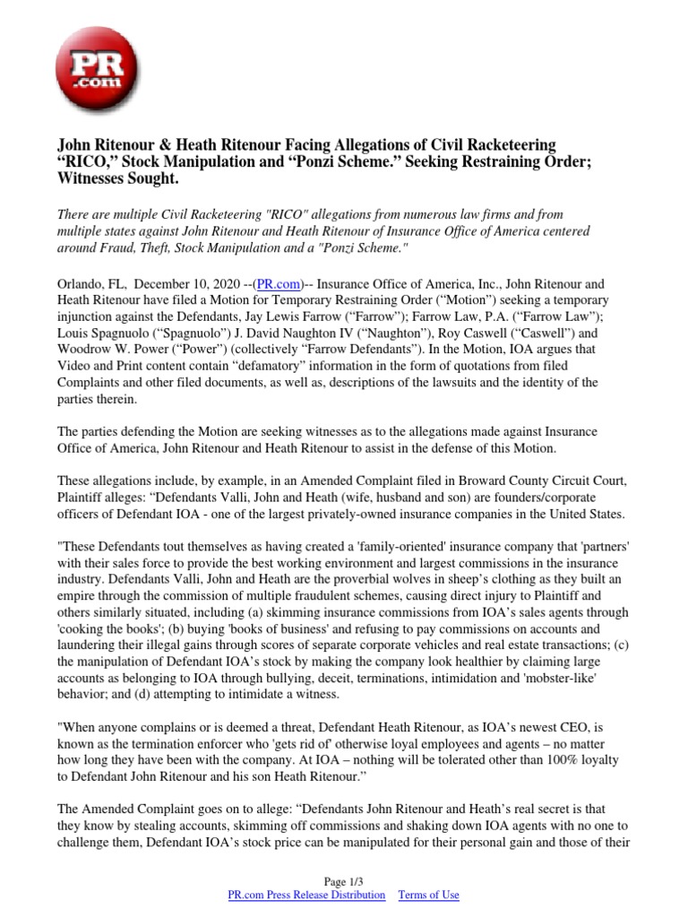 John Ritenour & Heath Ritenour Facing Allegations of Civil Racketeering ...