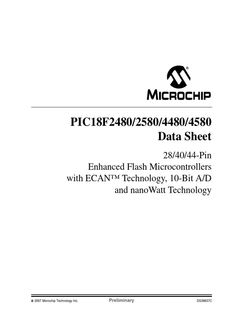 Data Sheet PIC18 PDF | PDF | Microcontroller | Flash Memory