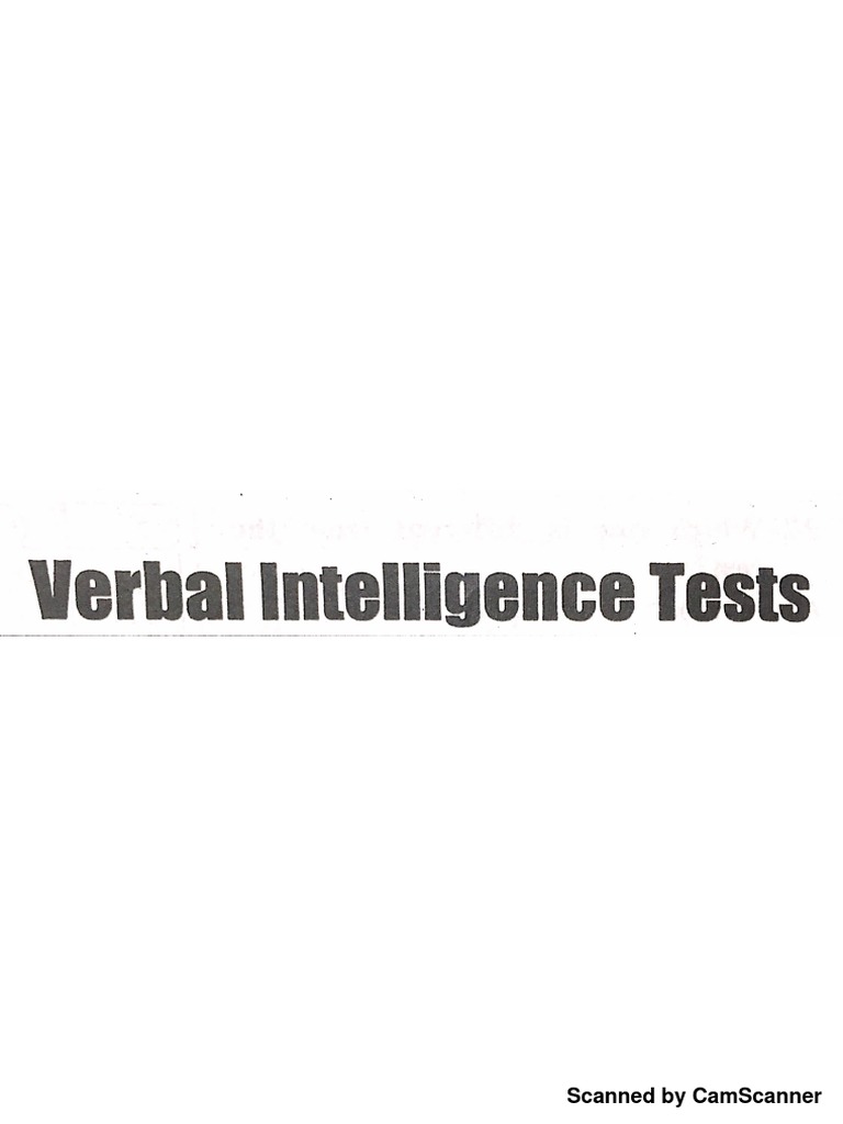 Verbal Intelligence Test PDF | PDF