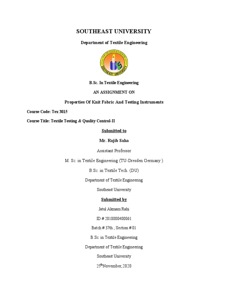 Knit Fabric Properties & Testing | PDF | Basic Knitted Fabrics | Knitting