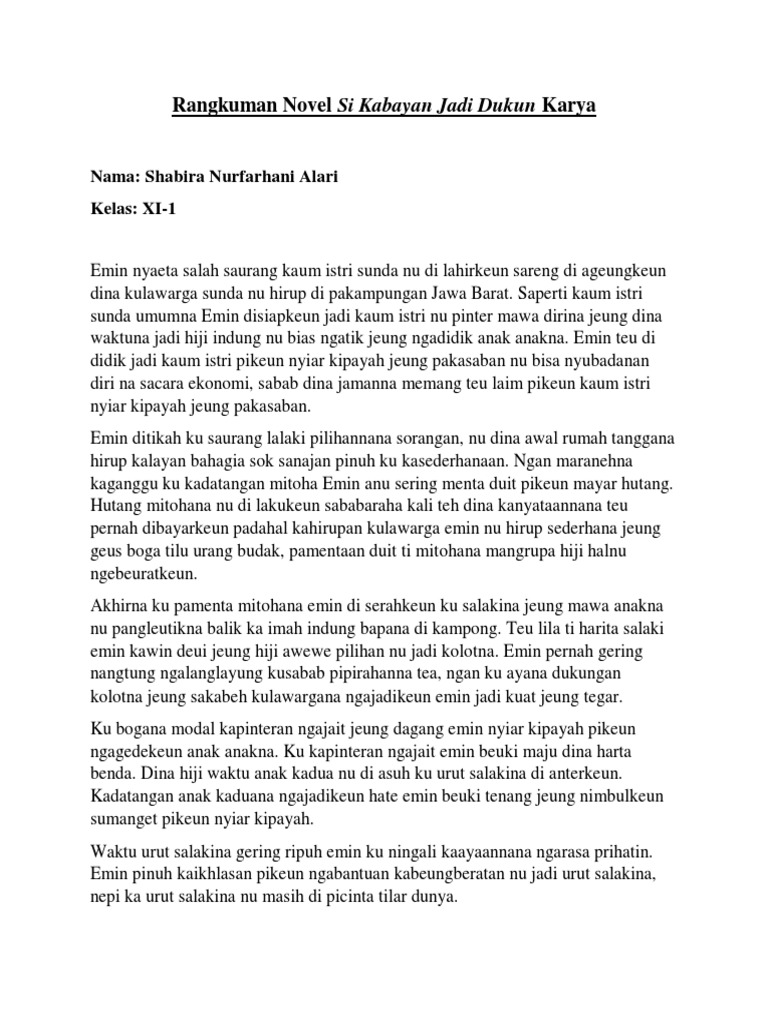 Rangkuman Novel Si Kabayan Jadi Dukun | PDF