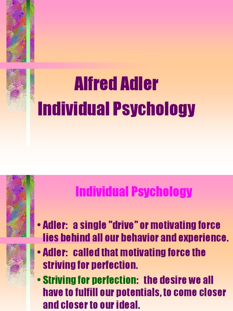 Alfred Adler Individual Psychology | PDF | Neurosis | Motivation