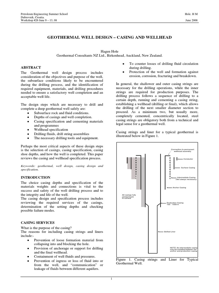 Geothermal Well Design: Casing & Wellhead | PDF | Casing (Borehole ...