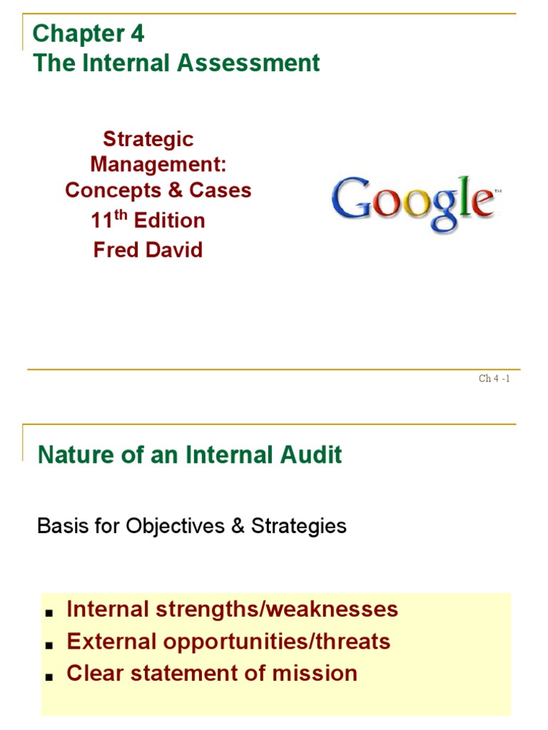 Chapter 4 The Internal Assessment | PDF | Strategic Management | Audit