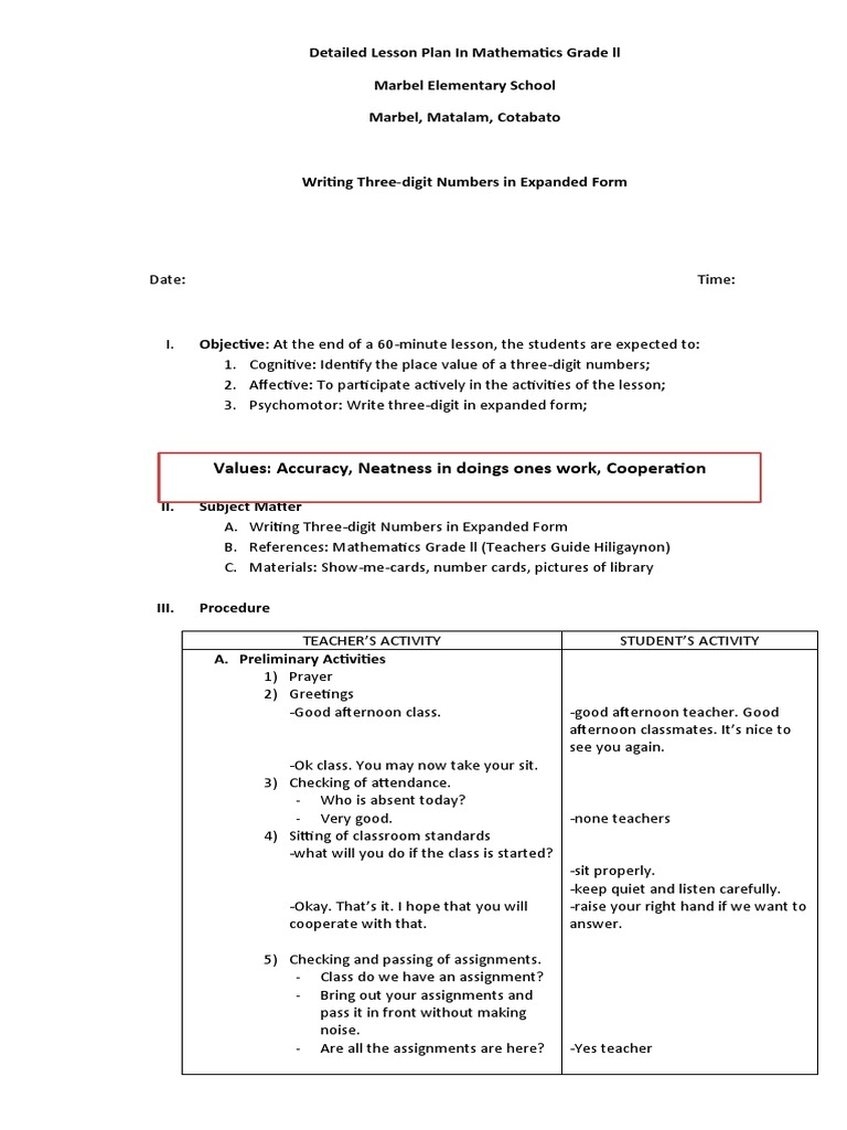 Detailed Lesson Plan in Mathematics Grade 2 | PDF