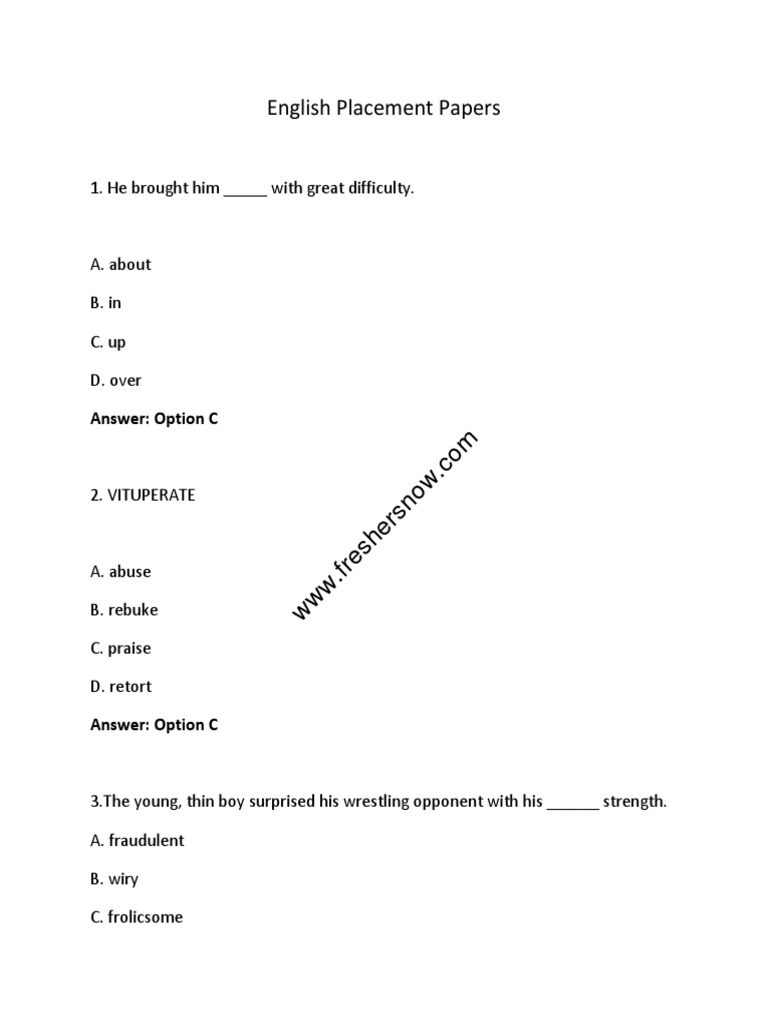English Placement Papers 1 PDF | PDF
