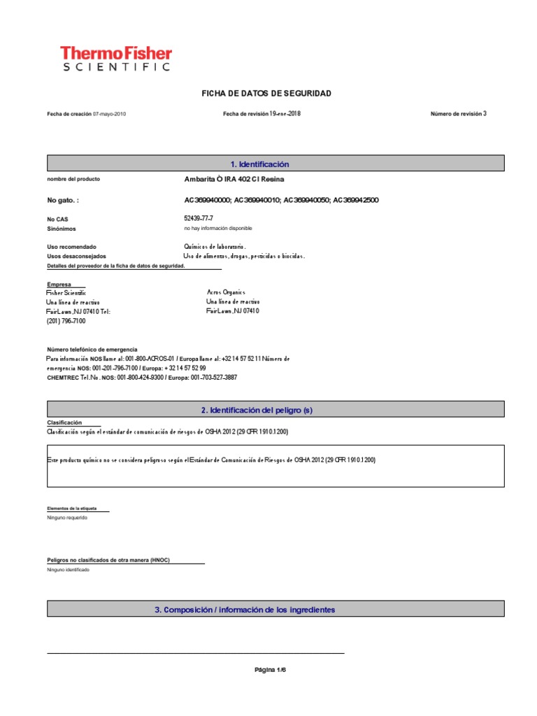 AMBERLITE IRA402 CL RESI 1KG PDF - En.es | PDF | Combustión | Dióxido de carbono