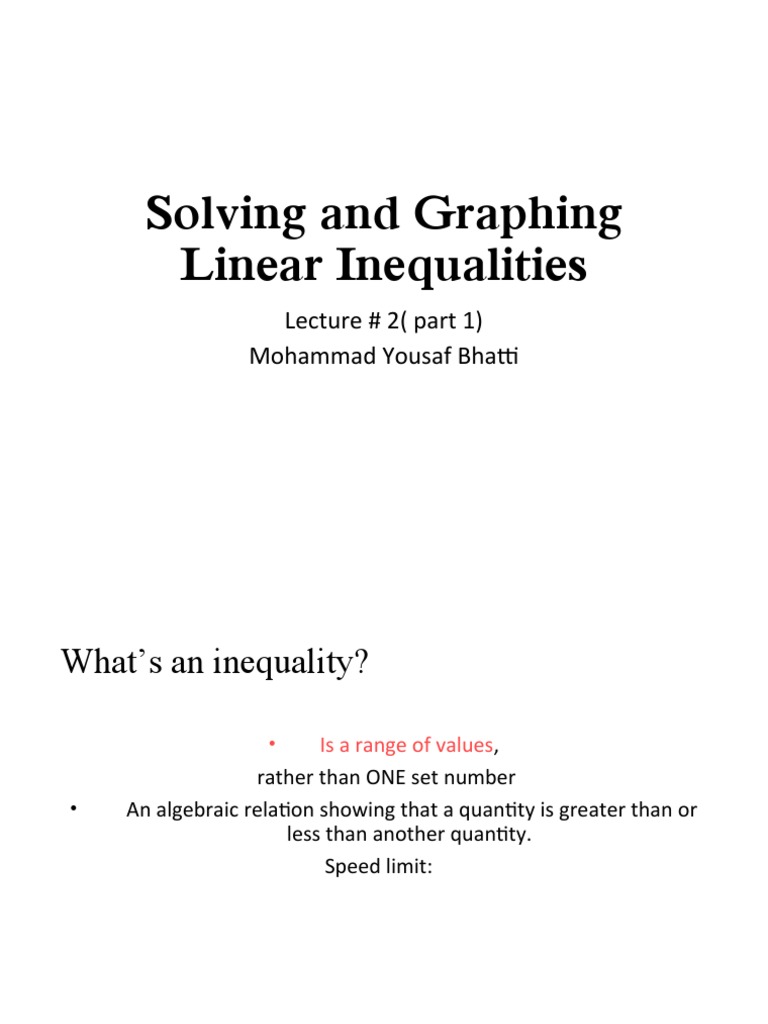Graphing and Solving Linear Inequalities: An Introduction to Inequality ...