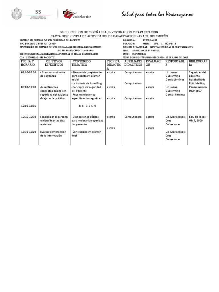Carta Programatica | PDF | Seguridad del paciente | Medicina