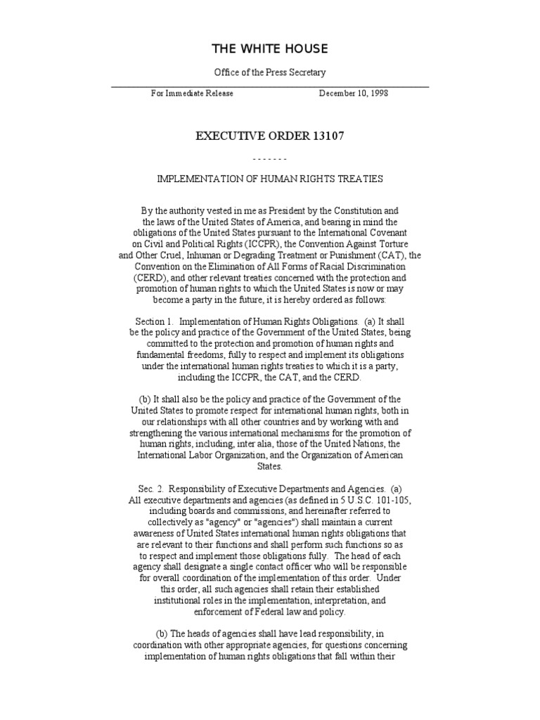 U.S. Executive Order on Human Rights | PDF | Human Rights | Treaty
