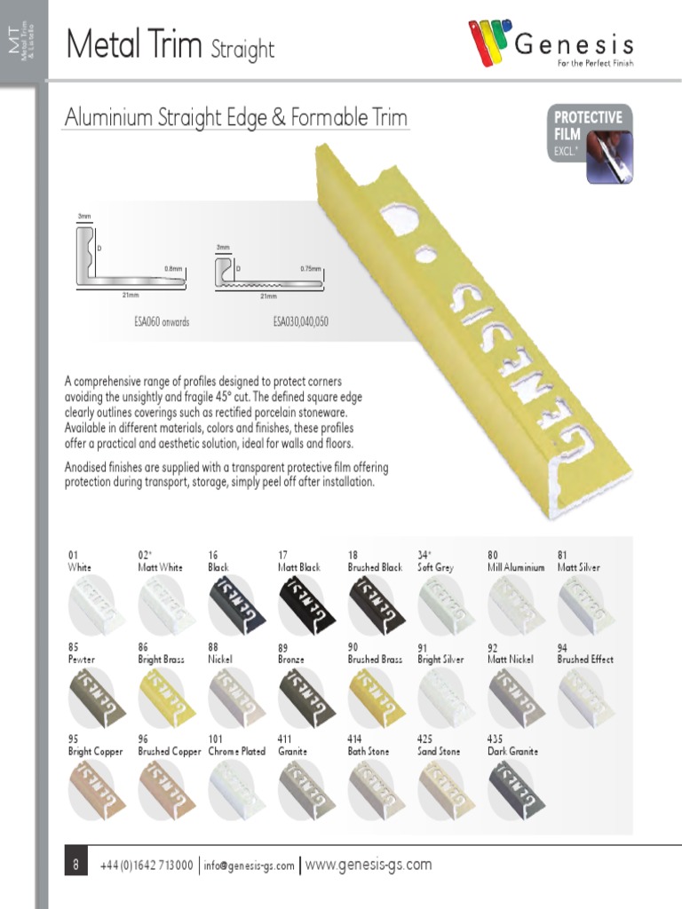 Straight Aluminium Straight Edge & Formable Trim: Protective Film | PDF ...