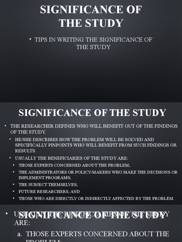 Significance of The Study | PDF