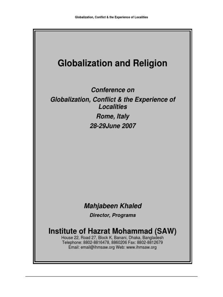 Globalization and Religion | PDF | Prophets And Messengers In Islam ...