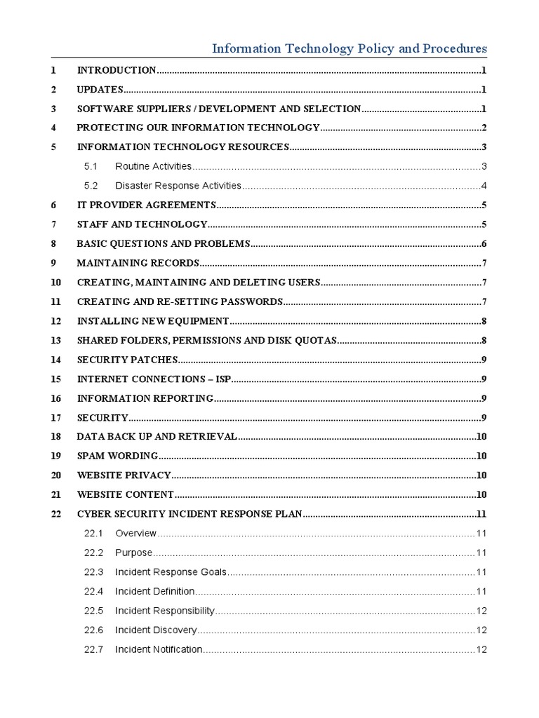 IT Policy and Procedures Overview | PDF | Backup | Computer Virus