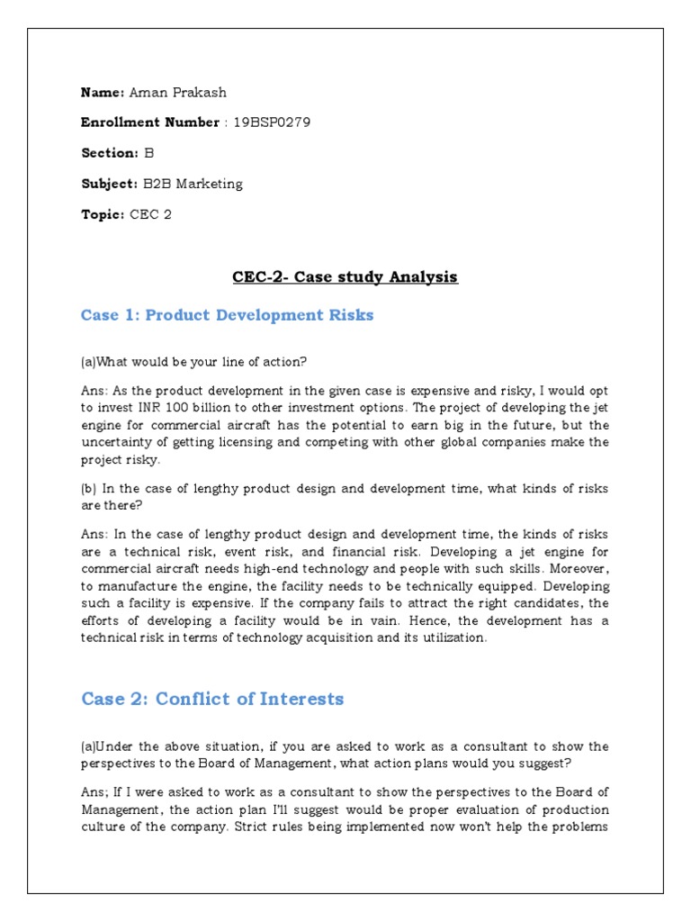 Analysis of Case Studies on Product Development Risks, Conflicts of Interest, Project Delays ...
