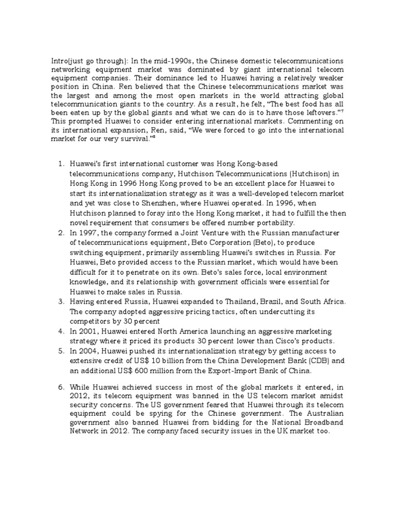 Huawei's Global Expansion Strategy | PDF | China | World Politics