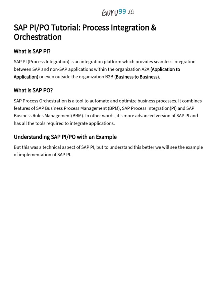 SAP PI - PO Tutorial - Process Integration & Orchestration PDF | PDF | Sap Se | Web Service