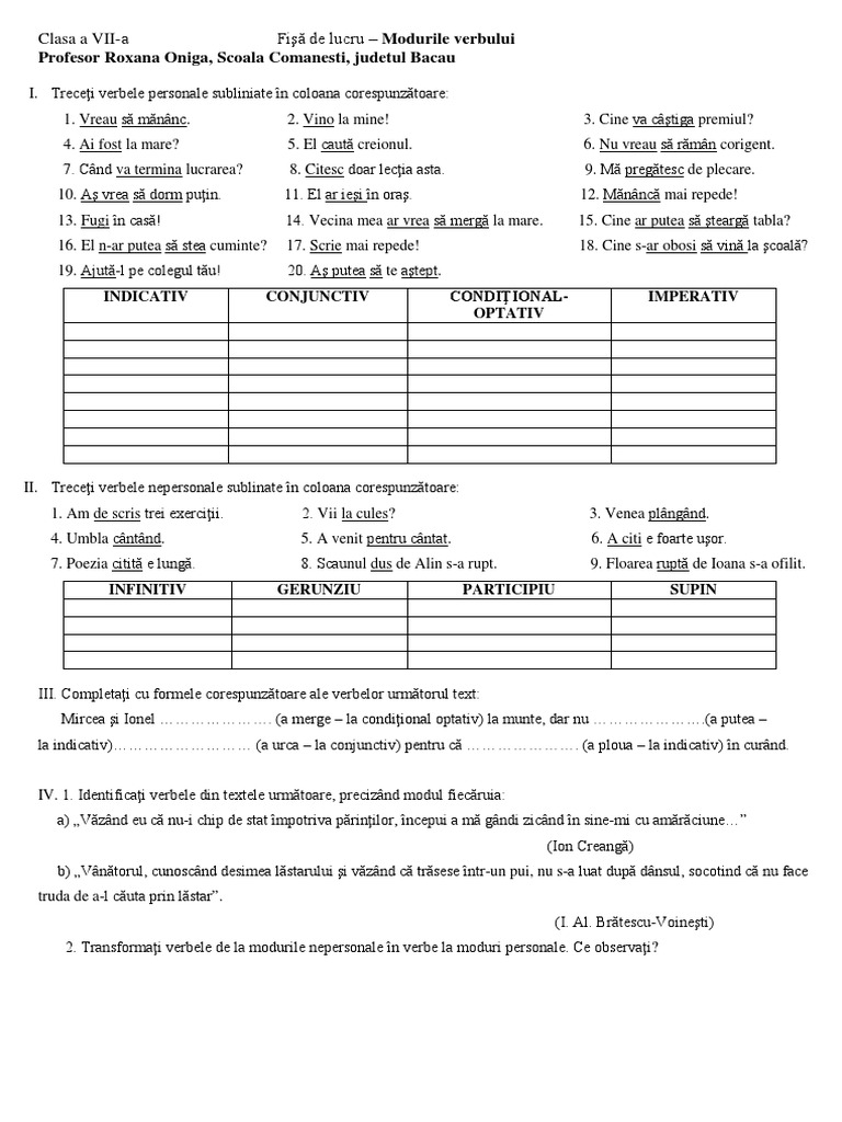 Modurile Verbului PDF | PDF