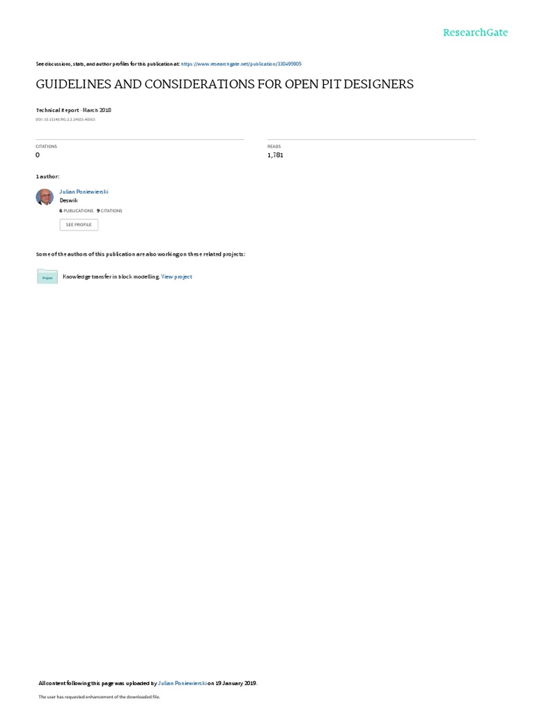 Guidelines and Considerations For Open Pit Designers: March 2018 | PDF ...