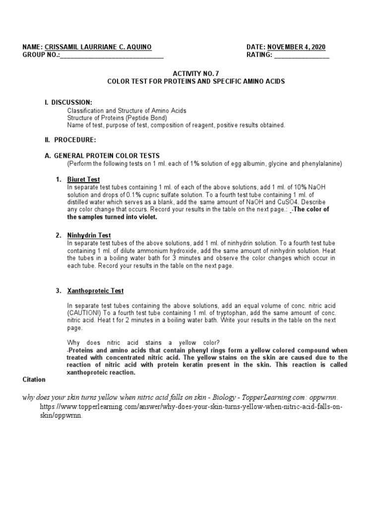 Crissamil Aquino-Biolab Activity 7 | PDF | Nitric Acid | Structural Biology