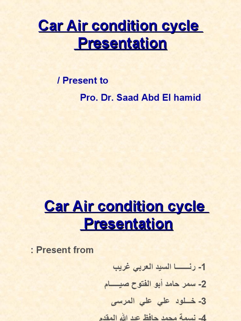 Car Air Conditioning System Overview | PDF | Air Conditioning | Heat ...