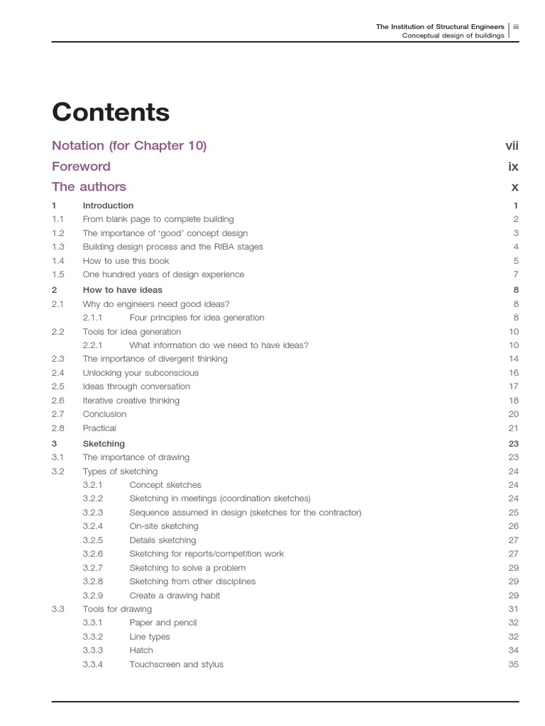 Conceptual Design of Buildings (Draft Contents Pages) PDF | PDF ...