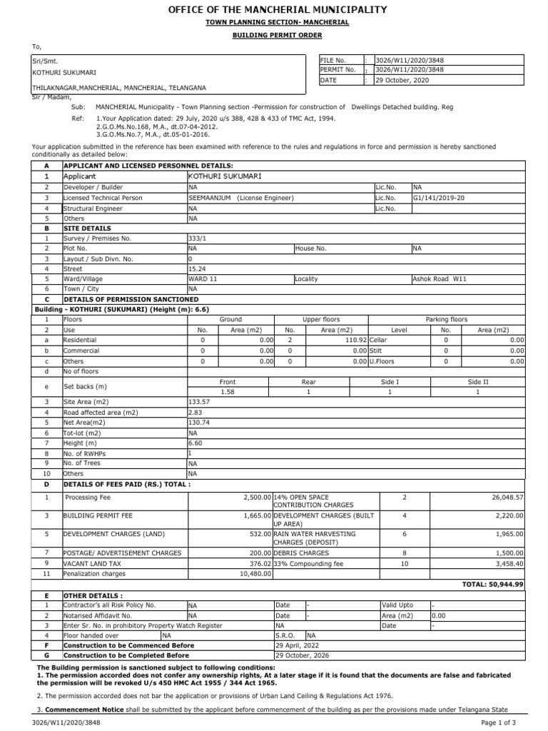 Building permit order for residential construction | PDF | Business ...