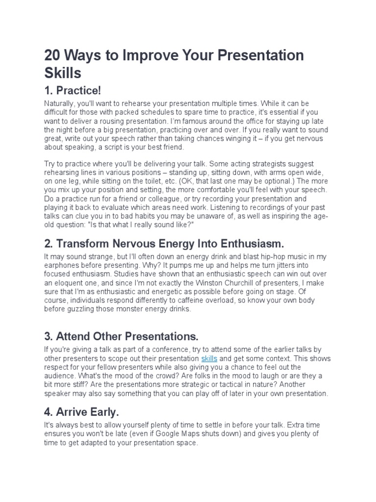 20 Ways To Improve Your Presentation Skills | PDF | Question