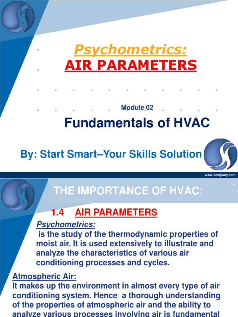 Fundamentals of HVAC PSYCHOMETRICS AIR PARAMETERS PDF | PDF | Humidity ...