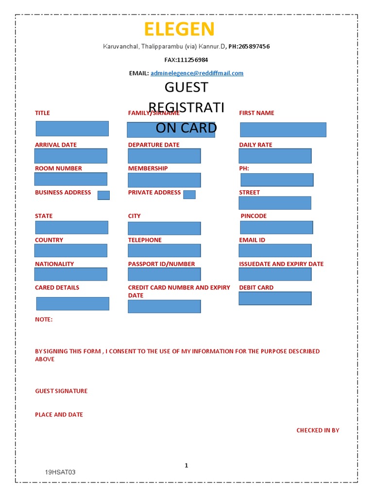Guest Registration Card | PDF