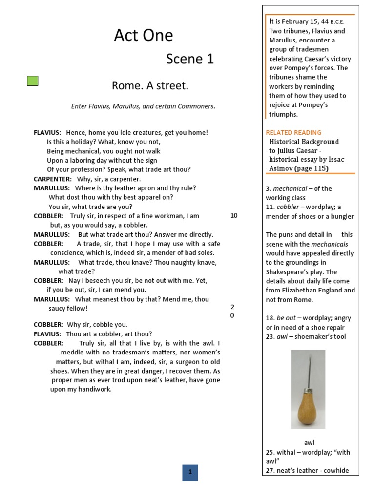 The Tragedy of Julius Caesar (Act One - Scene 1) | PDF | Pompey ...