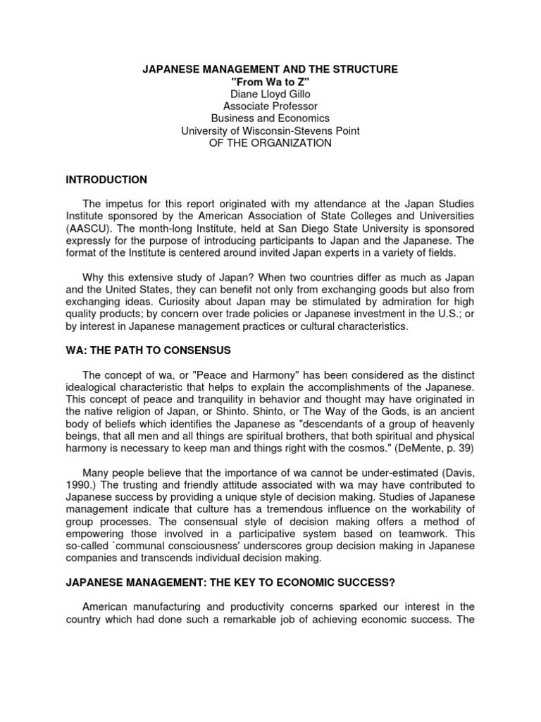 Japanese Management and The Structure - From Wa To Z | Download Free ...