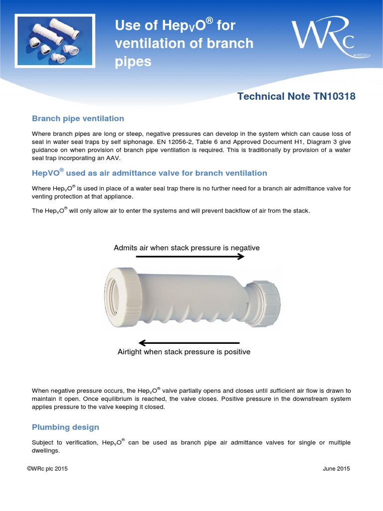 Use of Hep O For Ventilation of Branch Pipes: Technical Note TN10318 ...