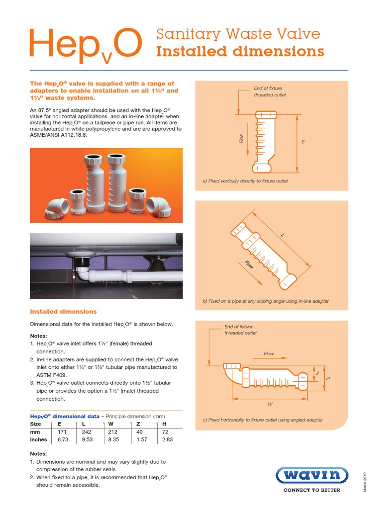 HepvO USA Installed Dimensions Mar19 | PDF | Pipe (Fluid Conveyance ...