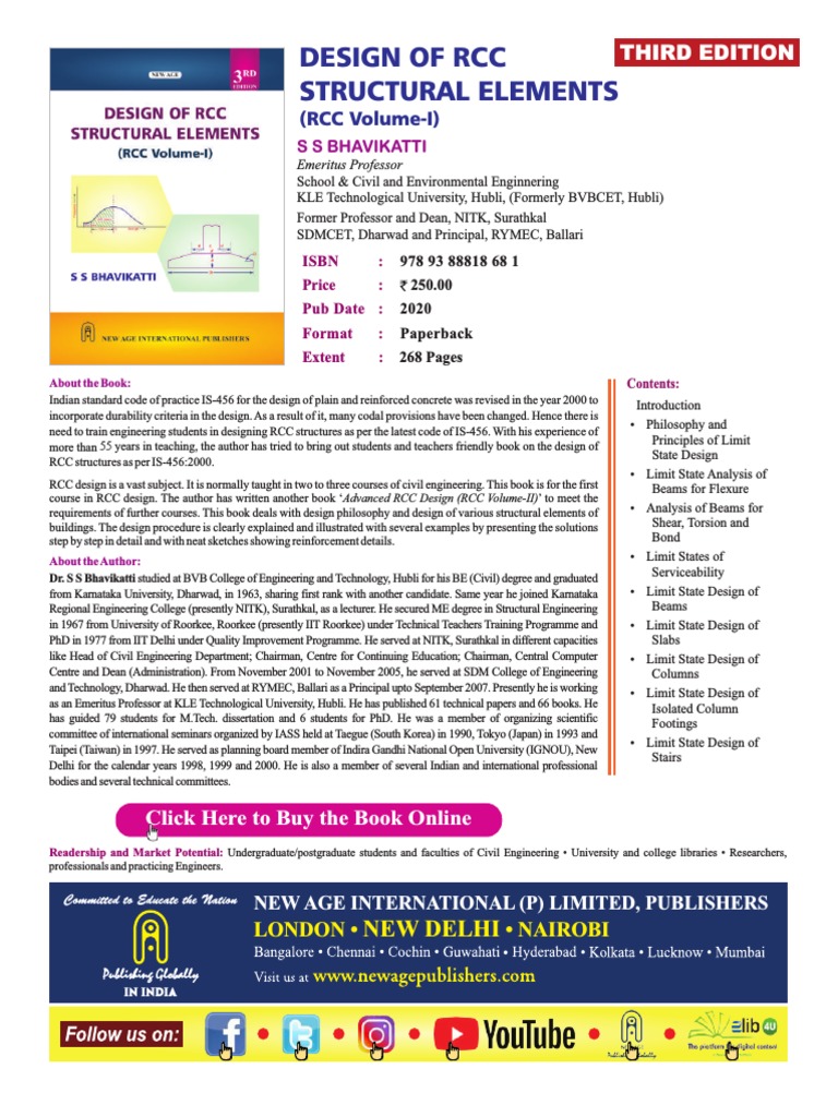 Bhavikatti S S - Design of RCC Structural Elements (RCC Volume-I) 3e | PDF