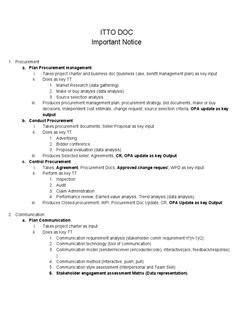 Itto Doc Important Notice: A. Plan Procurement Management | PDF | Data ...