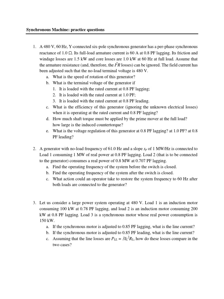 Chapter 5 Exercise | PDF | Electric Generator | Ac Power