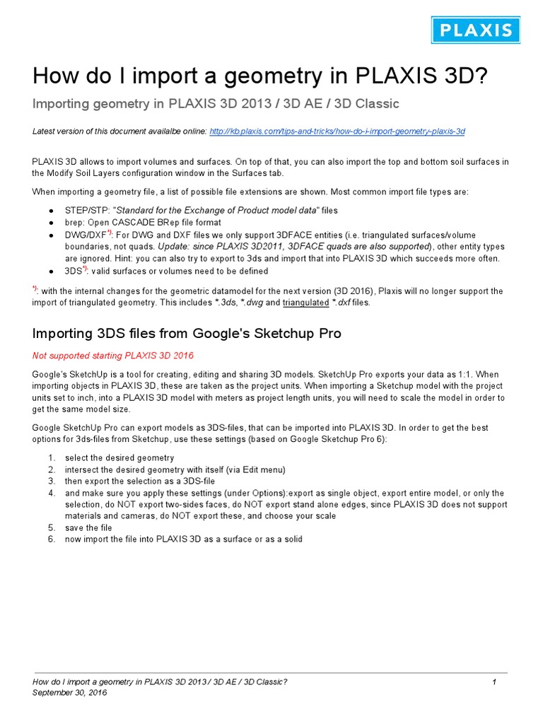 How Do I Import A Geometry in PLAXIS 3D? | PDF | Sketch Up | 3 D ...