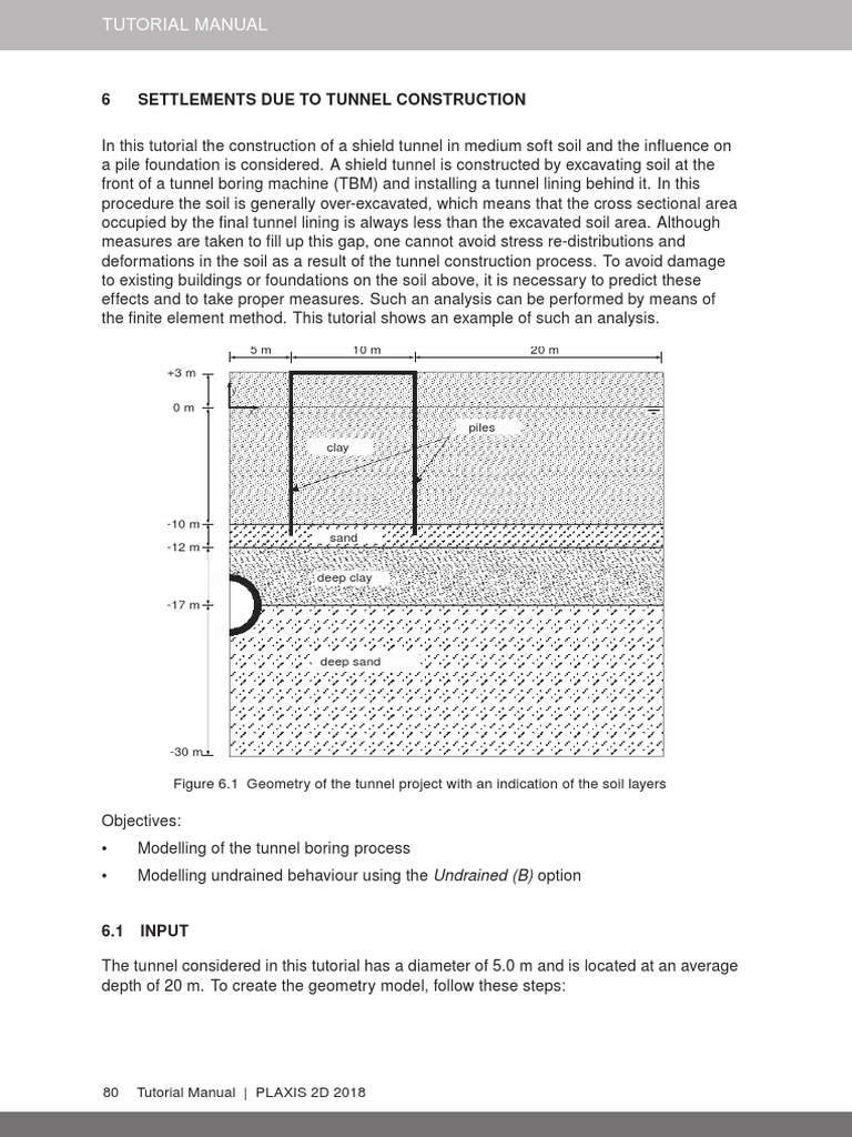 PLAXIS 2D 2018-Tutorial-Lesson06 | PDF | Tunnel | Soil