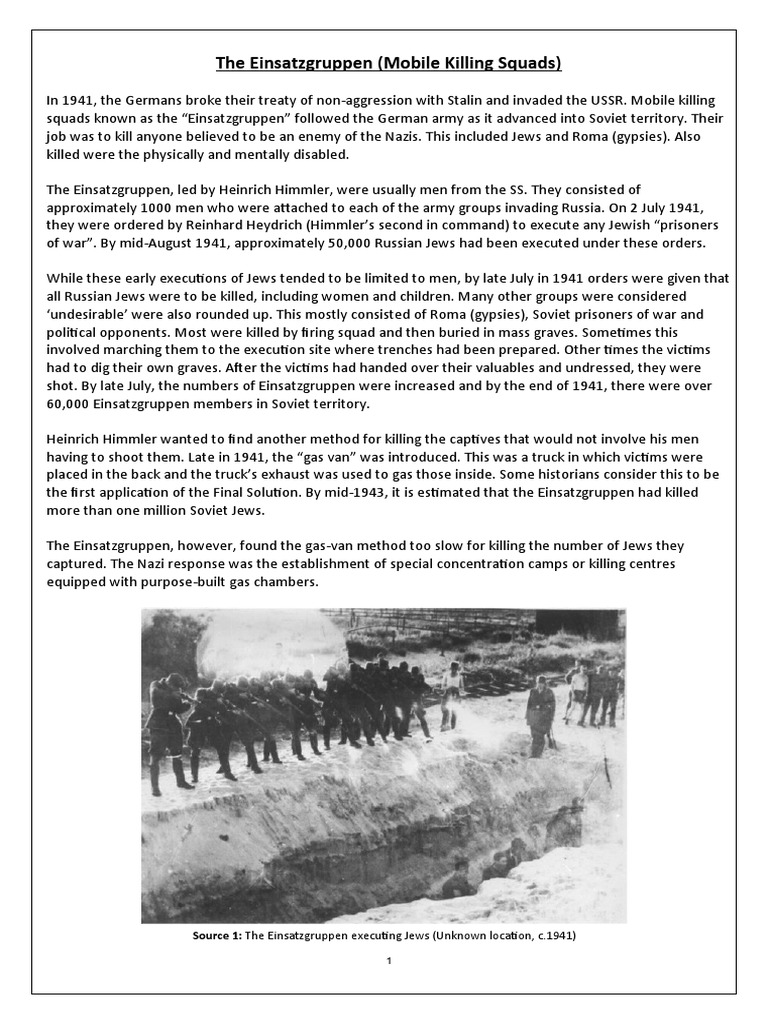 The Einsatzgruppen (Mobile Killing Squads) : Source 1: The ...