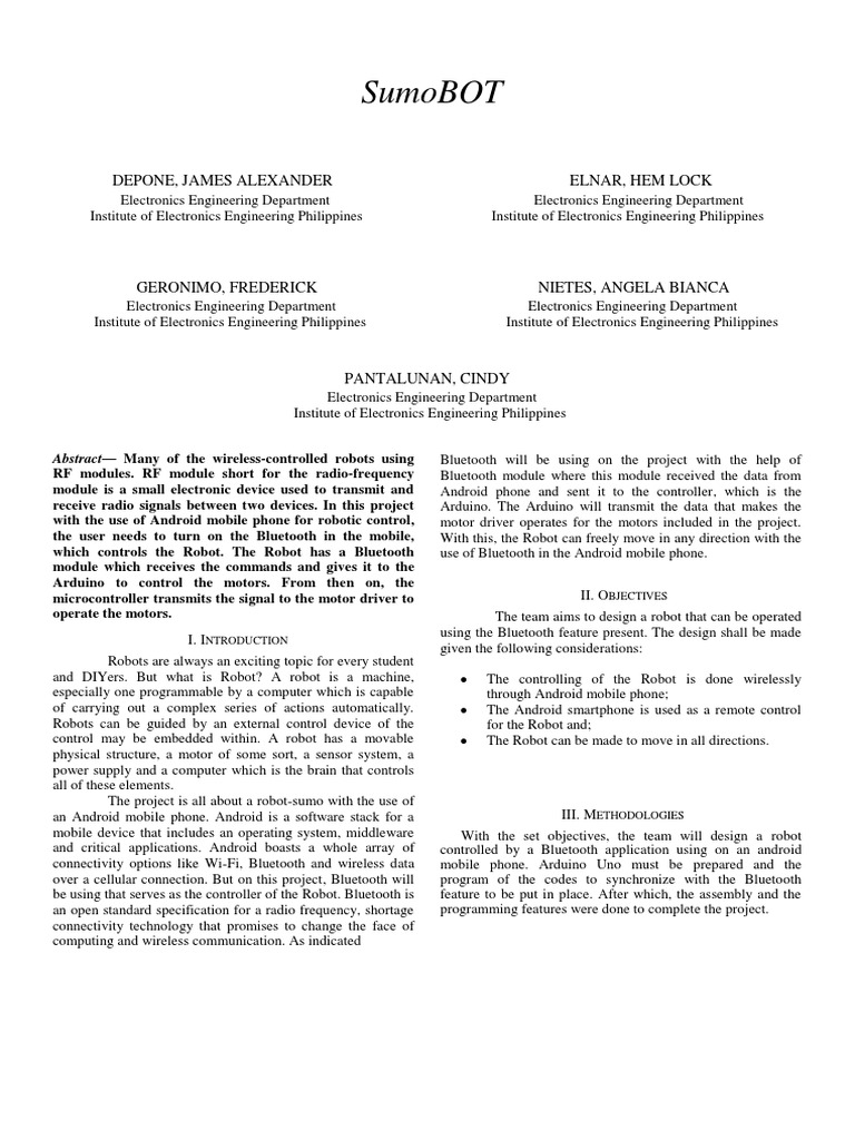 SUMOBOT Docu PDF | PDF | Arduino | Electric Motor