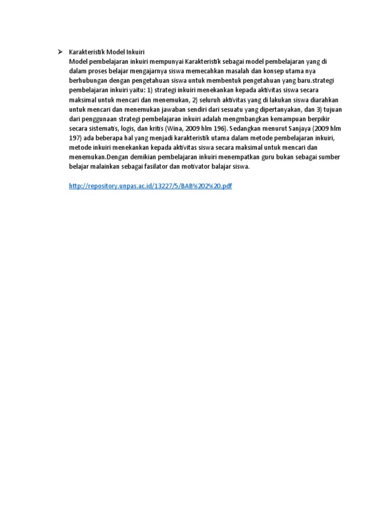 Karakteristik Model Inkuiri | PDF