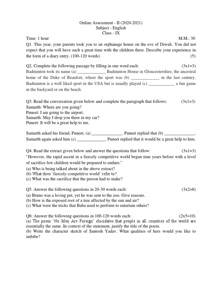 English Periodic Test Paper | PDF | Games & Activities | Teaching ...