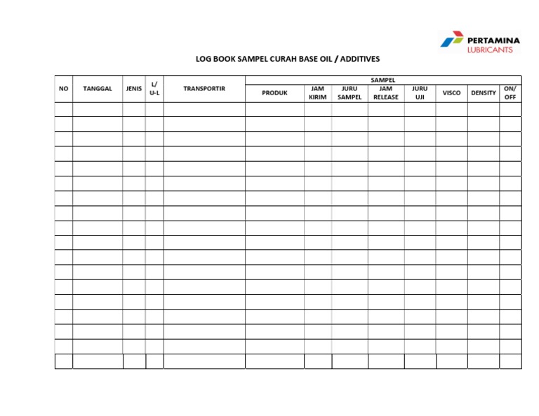Base Oil Sample Log Book | PDF