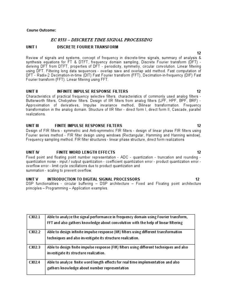 DTSP Class 1 | PDF | Discrete Fourier Transform | Digital Signal Processing