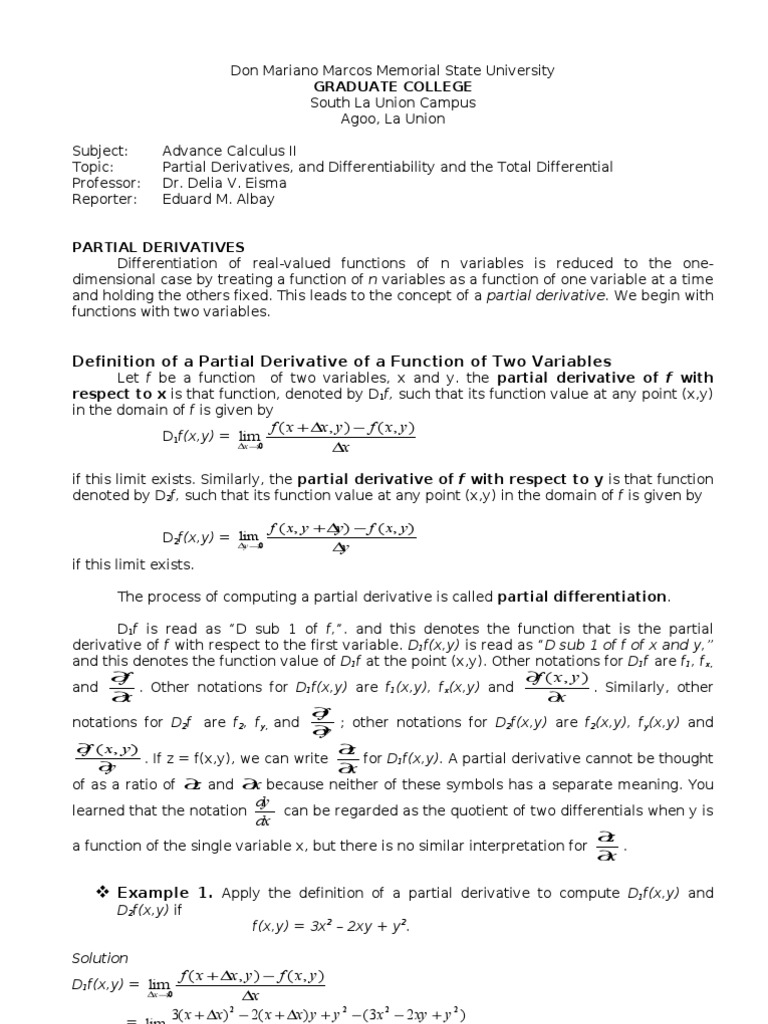 Partial Derivatives | PDF | Derivative | Function (Mathematics)