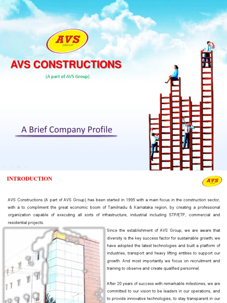 Avs Constructions: A Brief Company Profile | PDF | Safety | Occupational Safety And Health